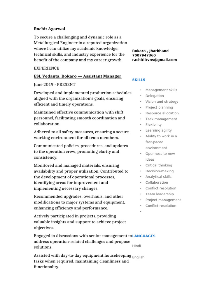 Rachit Resume | PDF | Regulatory Compliance | Project Management