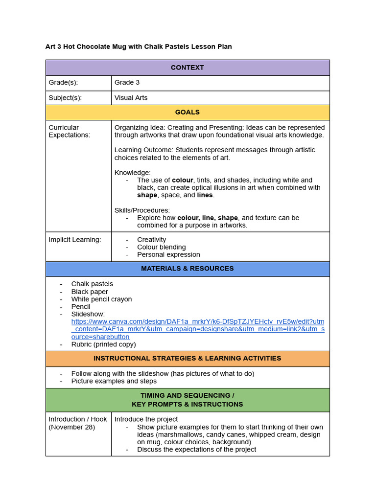 November 28 and 29-Art 3 Lesson Plan | PDF | Cognition | Learning