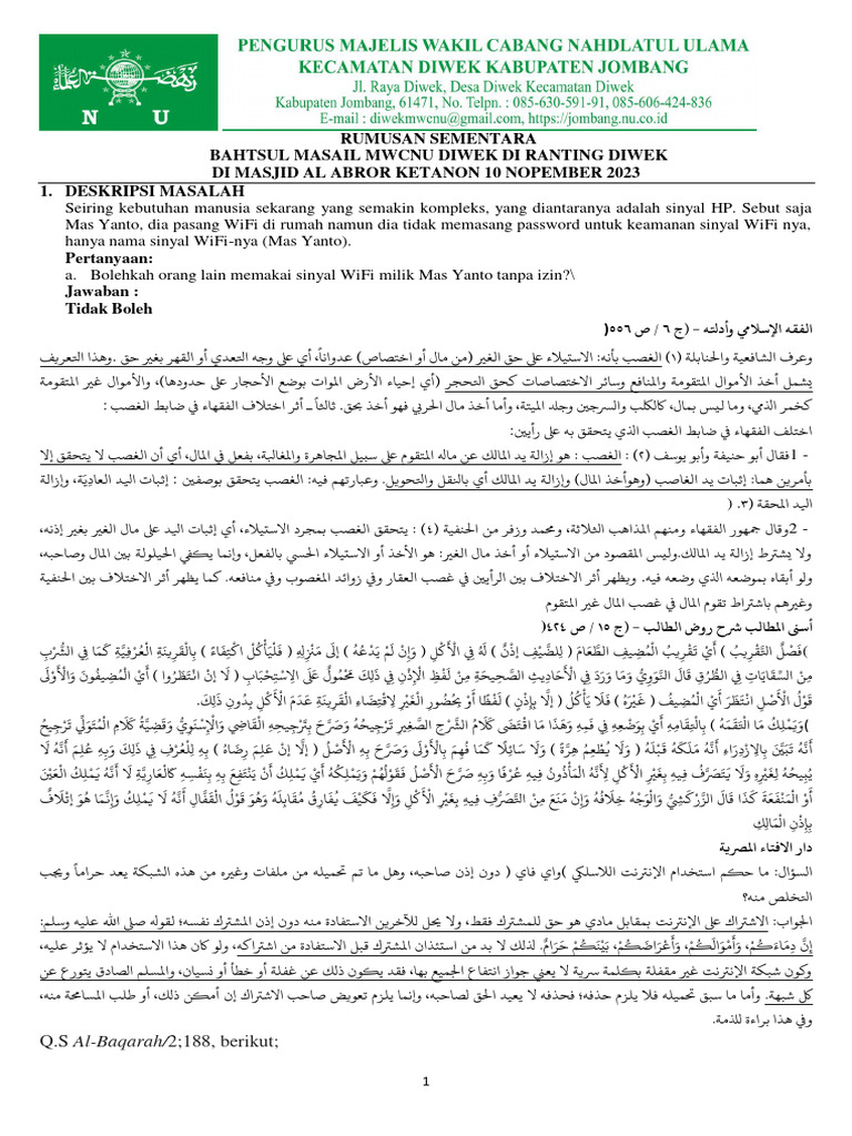 Rusem BM Diwek Masjid AL ABror KEtanon 15 Des 2023 | PDF