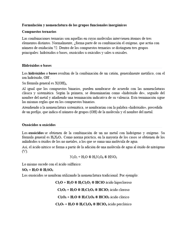 Wiki Formulación Y Nomenclatura De Los Grupos Funcionales Inorgánicos 1275