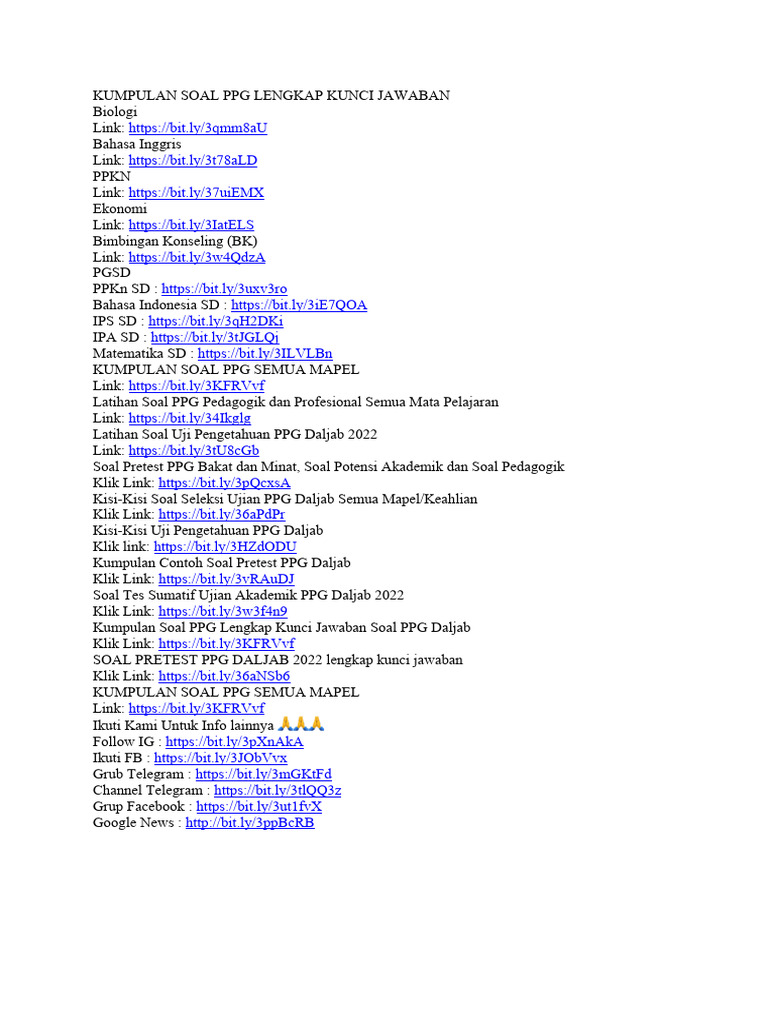 Kumpulan Soal PPG Lengkap Kunci Jawaban | PDF