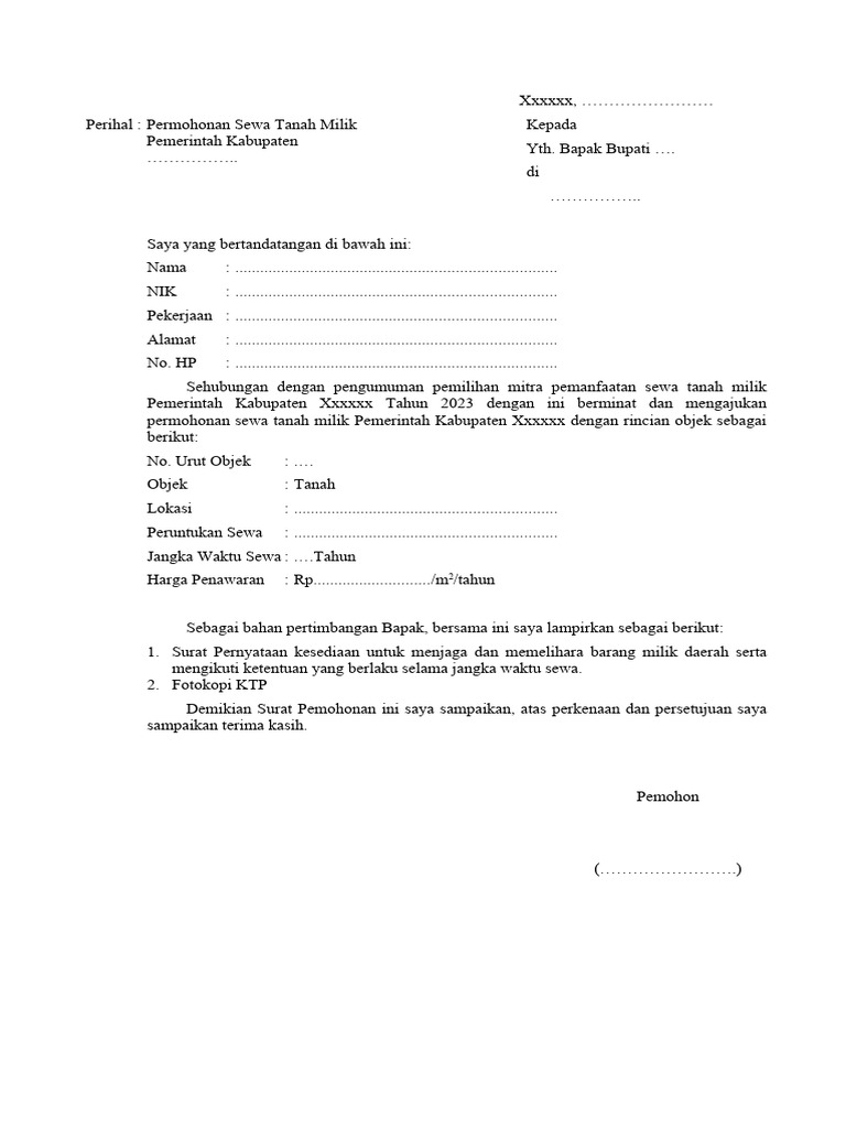 Format Permohonan Perorangan | PDF