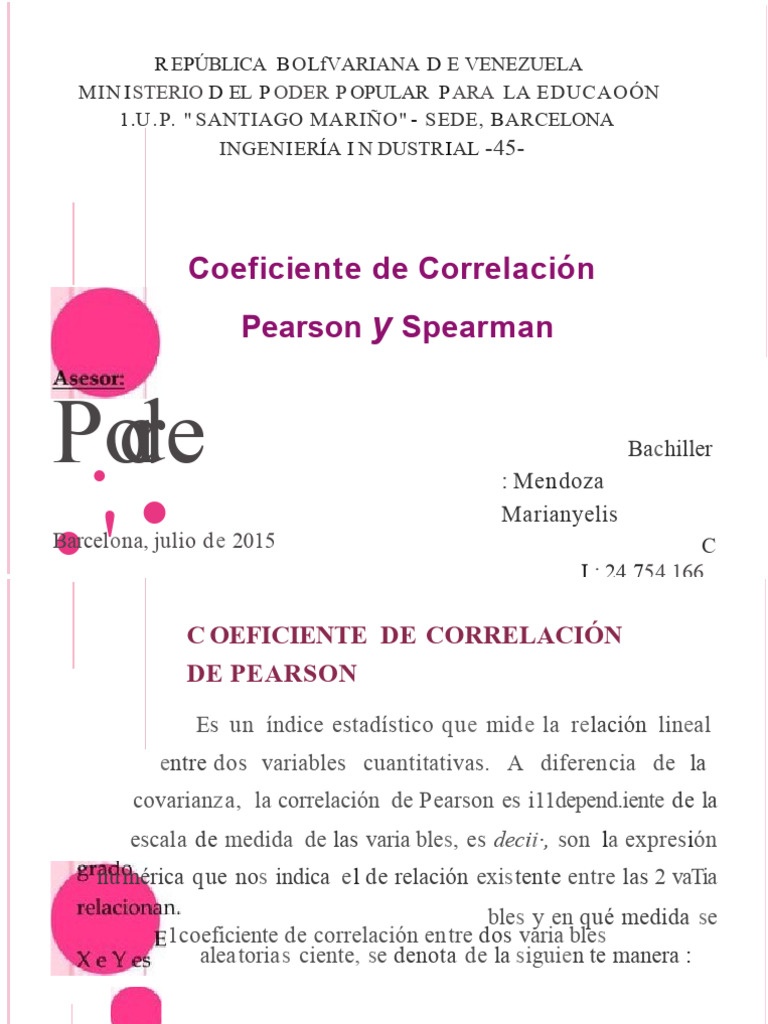 Correlacion de Pearson y Spearman 50275209 | PDF | Coeficiente de correlación de rango de ...
