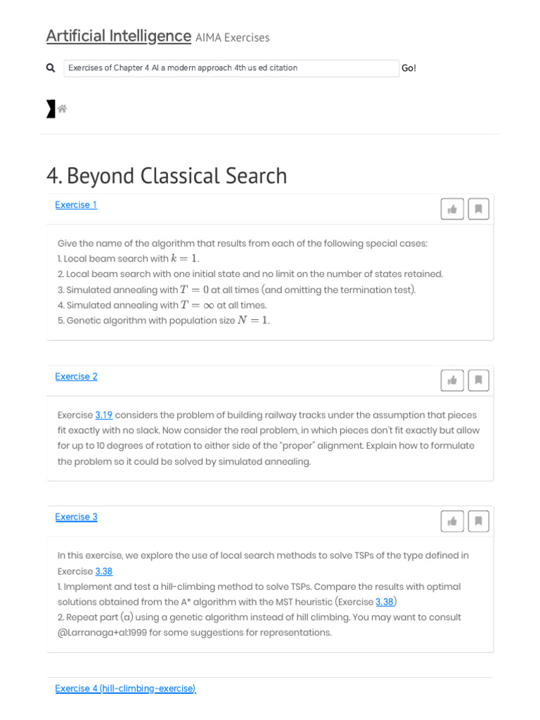 Beyond Classical Search AIMA Exercises | PDF | Mathematical Optimization | Genetic Algorithm