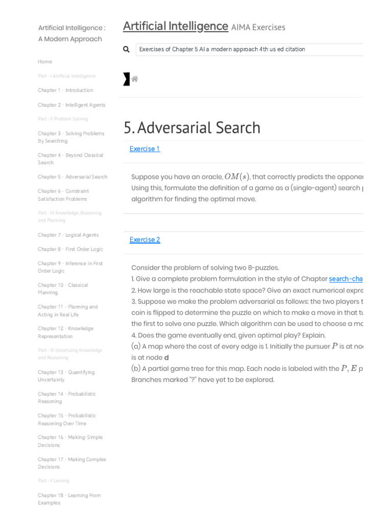 Adversarial Search Exercises | PDF | Artificial Intelligence | Intelligence (AI) & Semantics