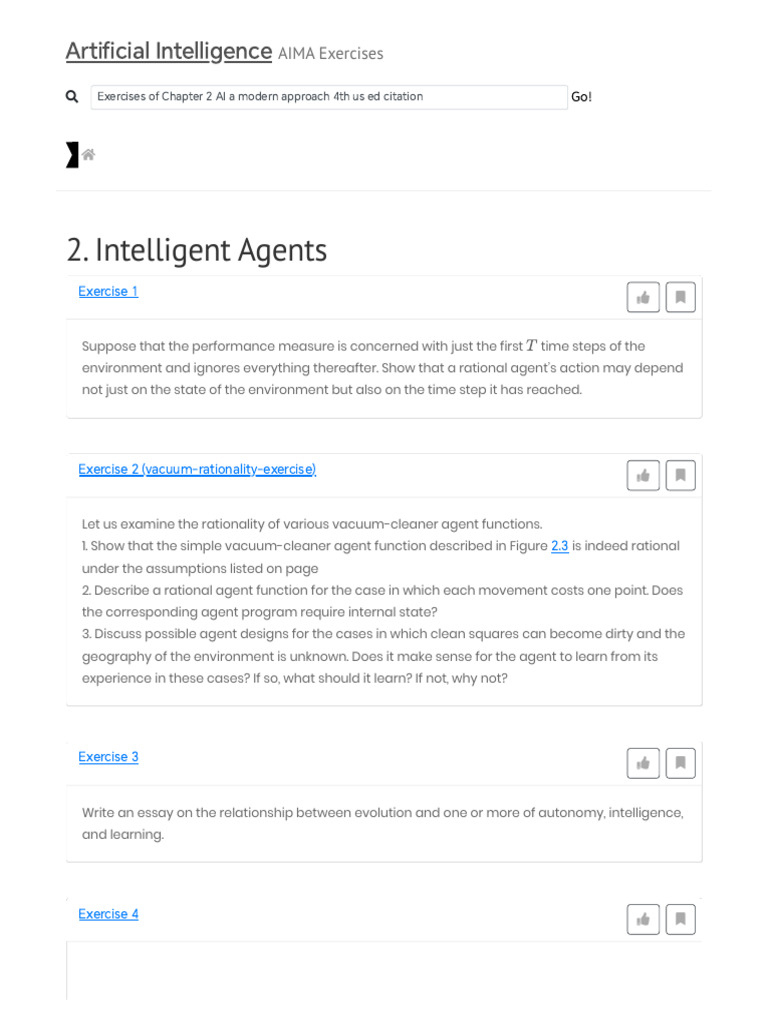 Intelligent Agent AIMA Exercises | PDF | Rationality | Artificial ...