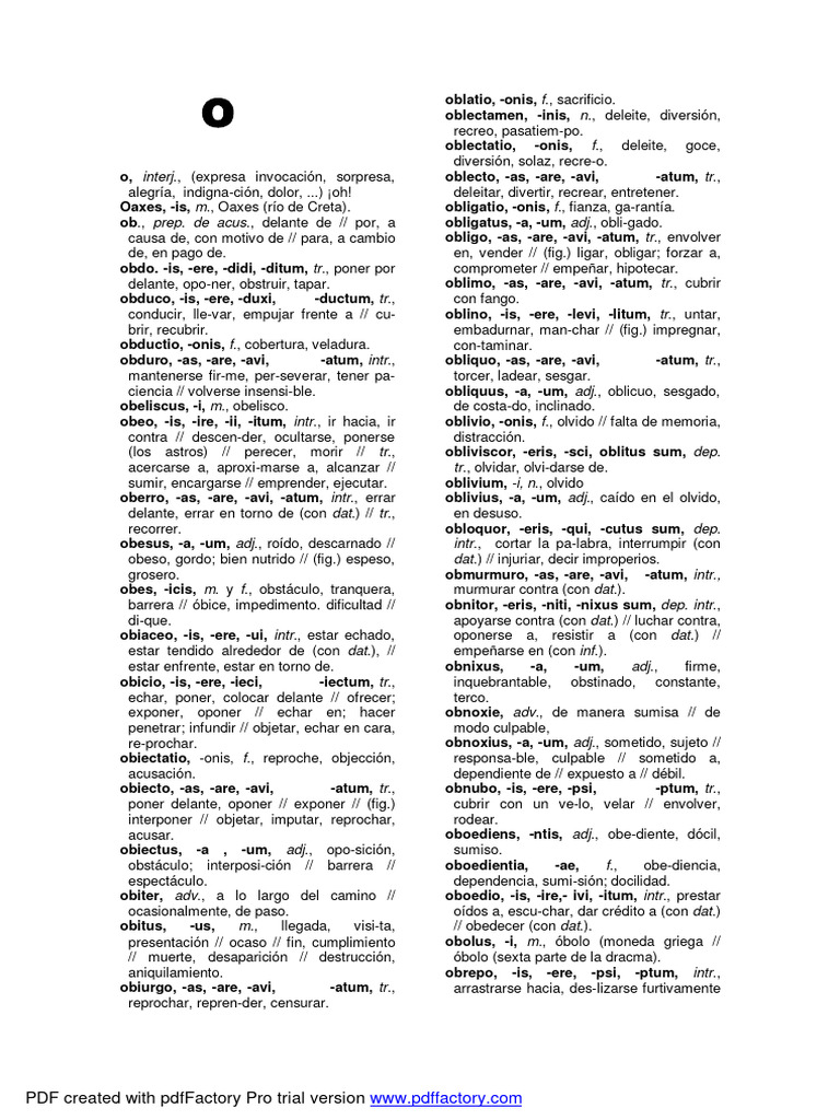 Diccionario en Latin Letra O | PDF | Artes del Lenguaje y Comunicación