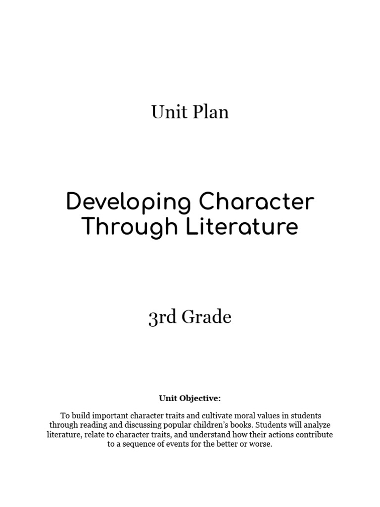 3rd Grade Character Development Unit | PDF | Cognitive Psychology ...