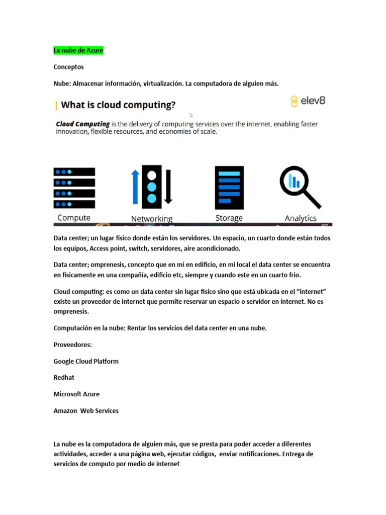 La Nube de Azure | PDF | Computación en la nube | Microsoft Azure