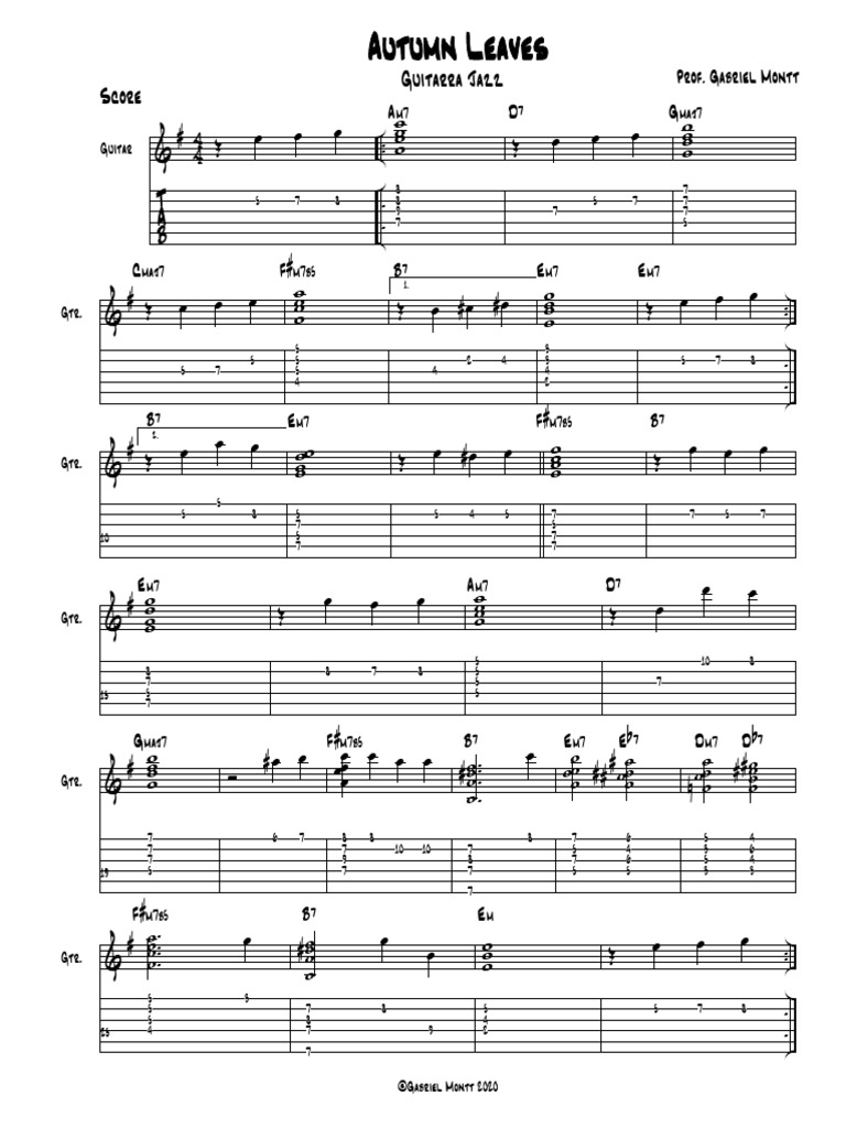 Autumn Leaves (Chord Melody) - Score | PDF