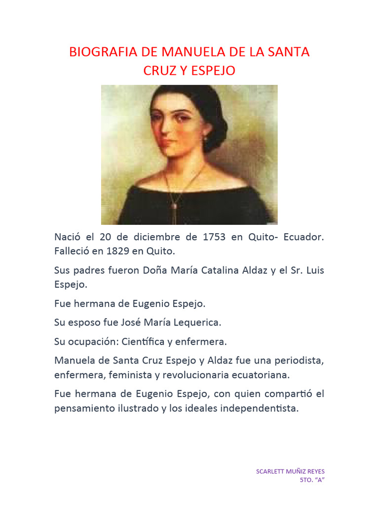 Biografia de Manuela de La Santa Cruz y Espejo | PDF