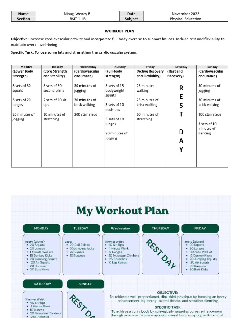 Workout Plan 1 | PDF | Sports Science | Human Body Weight