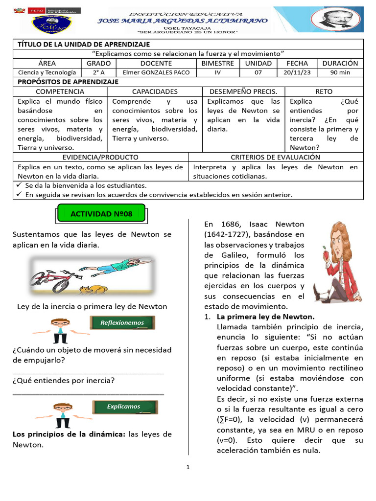 Actividad 8-1 | Descargar gratis PDF | Fuerza | Las leyes del ...
