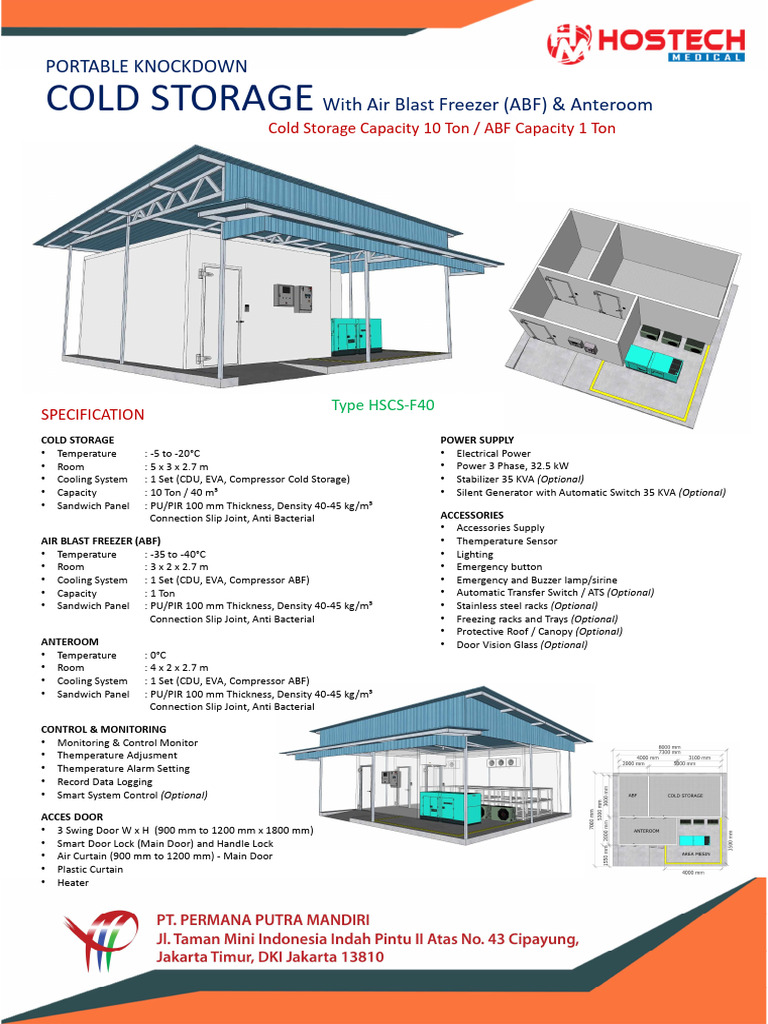 Cold Storage: With Air Blast Freezer (ABF) & Anteroom Portable ...
