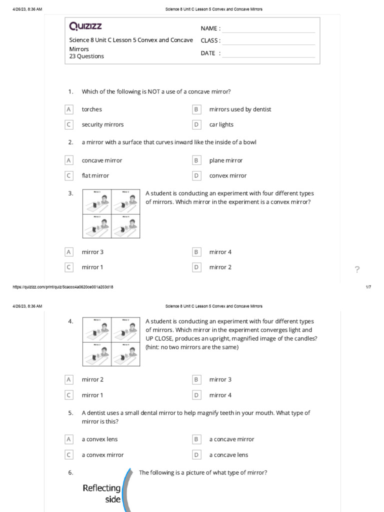 Science - Convex and Concave Mirrors | PDF | Mirror | Radiation