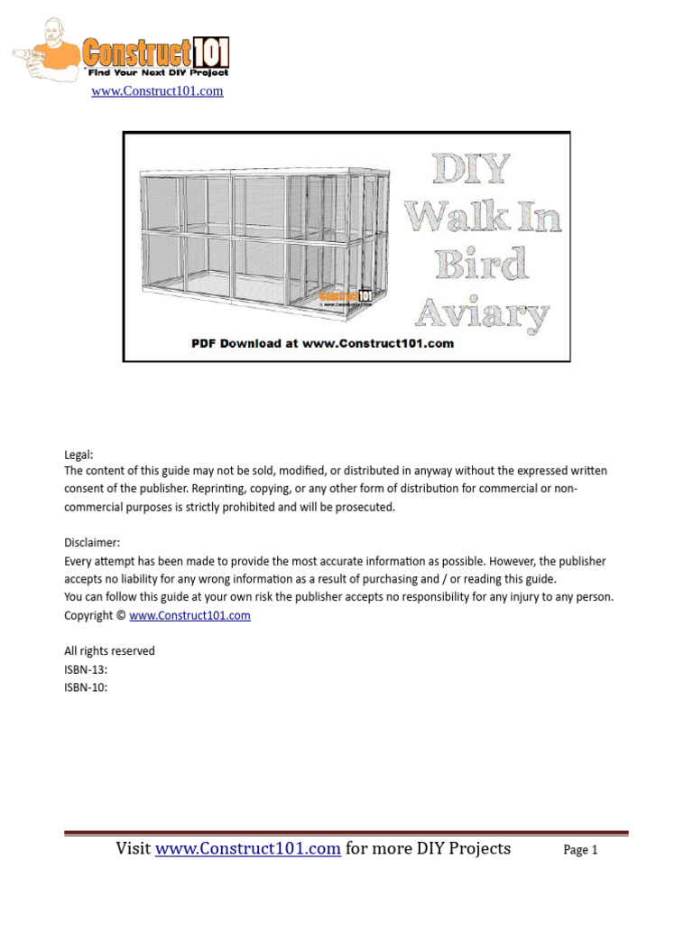 DIY Outdoor Bird Aviary Plans | PDF | Framing (Construction) | Civil ...