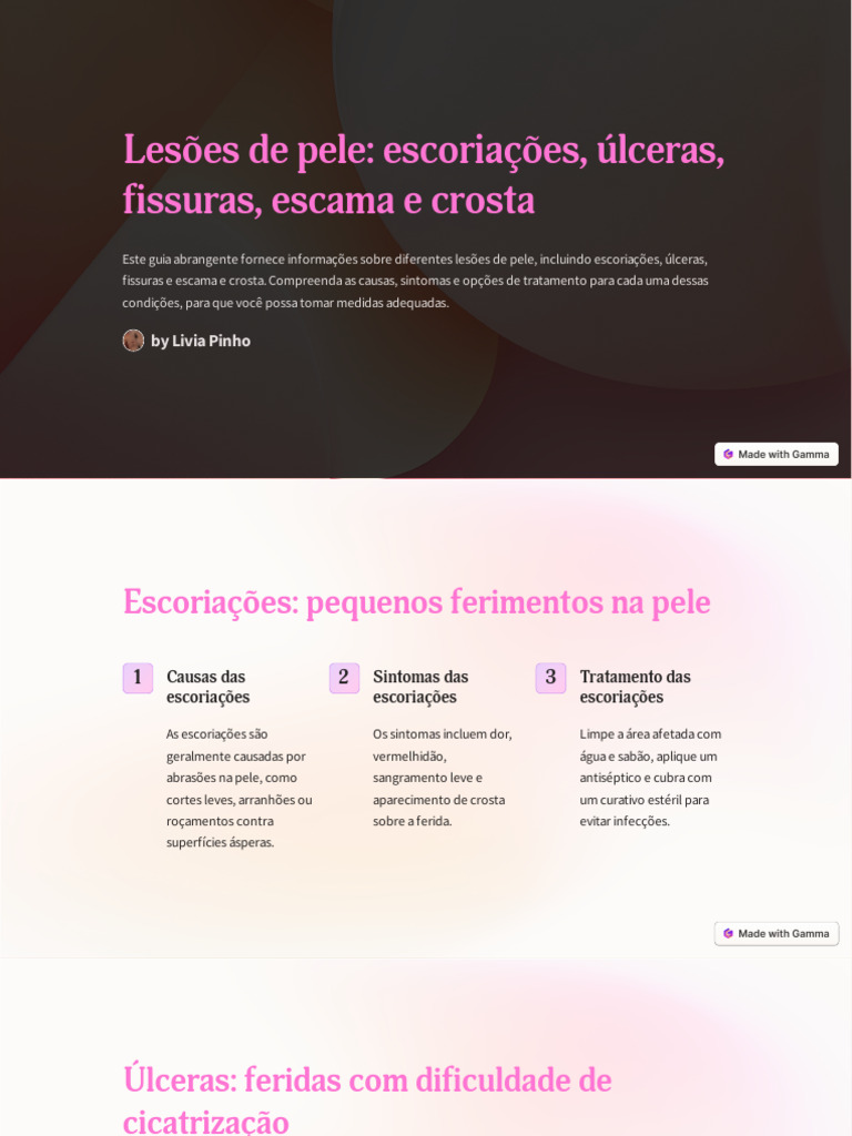 Lesoes de Pele Escoriacoes Ulceras Fissuras Escama e Crosta | PDF ...