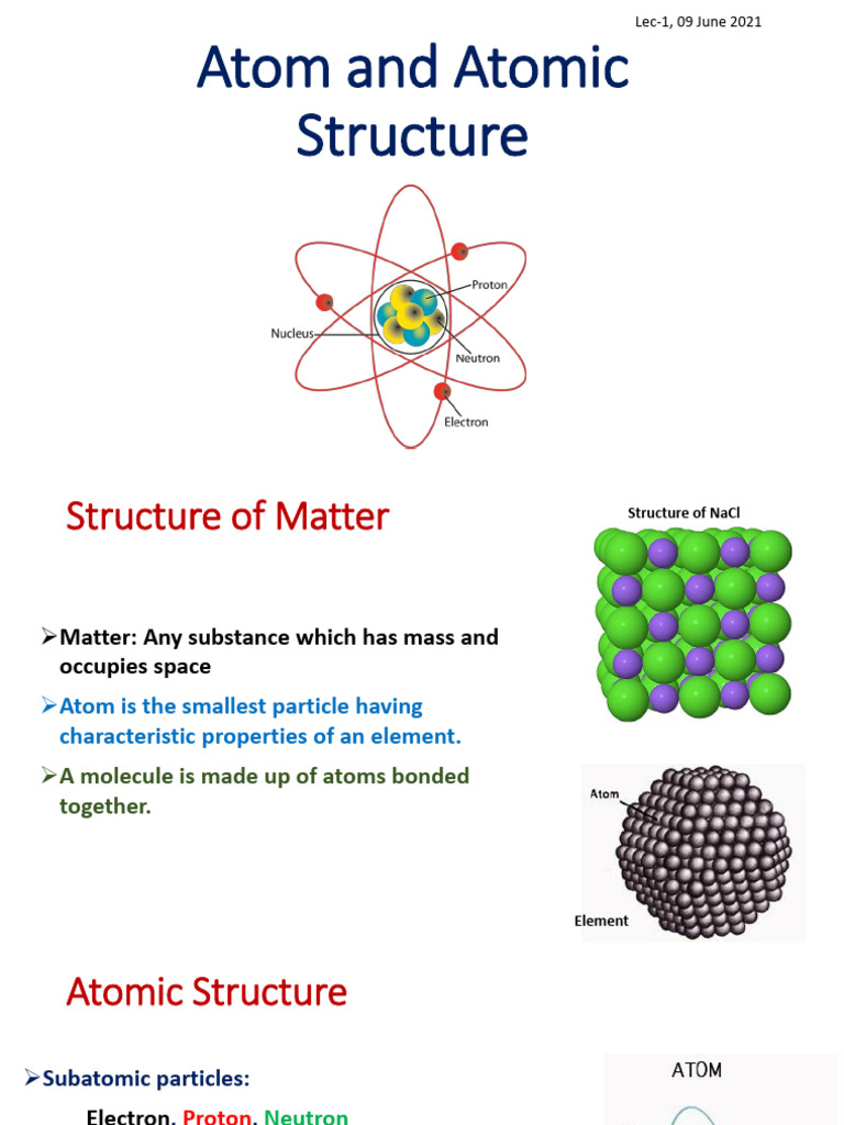 Lecture-1 (Atomic Structure) | PDF | Electromagnetic Radiation | Atoms
