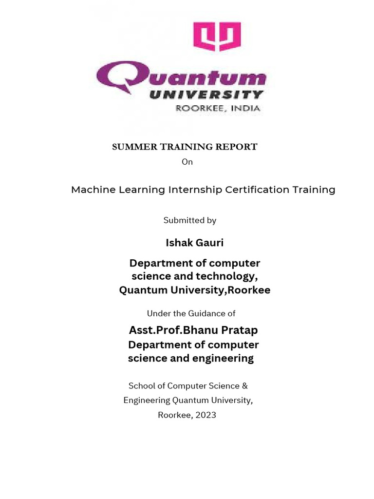 Machine Learning Report PDF | PDF | Machine Learning | Artificial Intelligence
