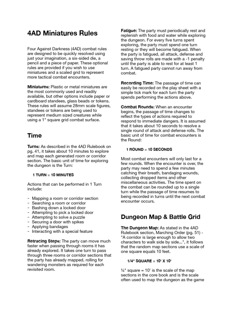4AD Miniatures Combat Rules Guide | PDF
