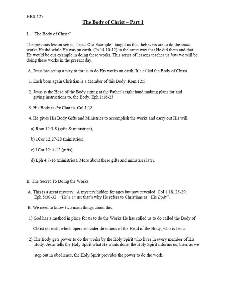 The Body of Christ 1 | PDF | Jesus | Holy Spirit