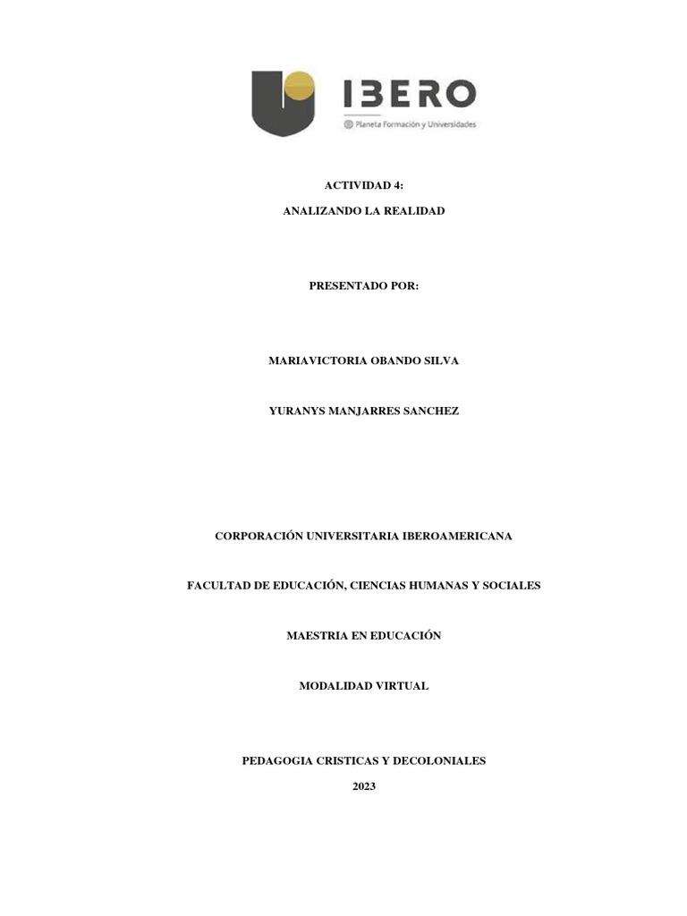 Actividad 4 Analizando La Realidad 2 Descargar Gratis Pdf