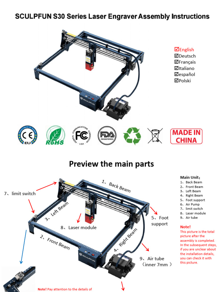 SCULPFUN S30 Series User Manual | PDF | Barcode | Manufactured Goods