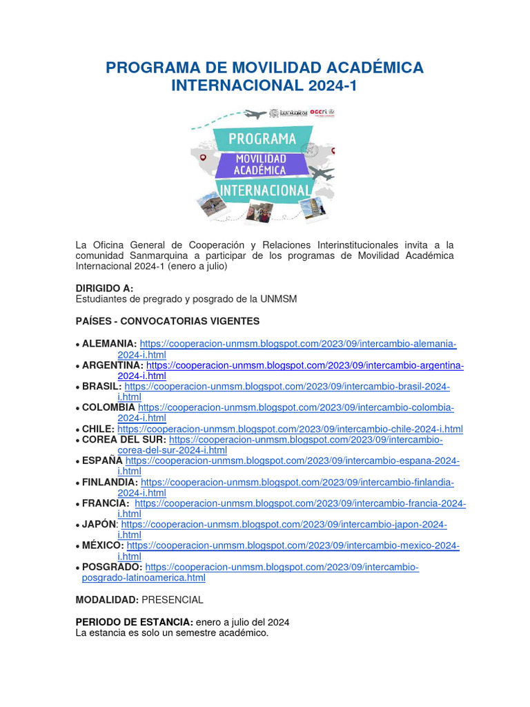 Programa Movilidad Academica | PDF