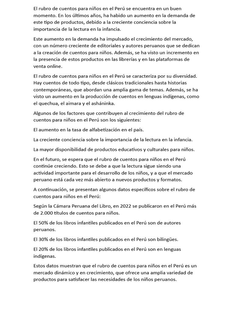 INFO CUENTOS PARA NIÑOS | PDF | Perú | Literatura infantil