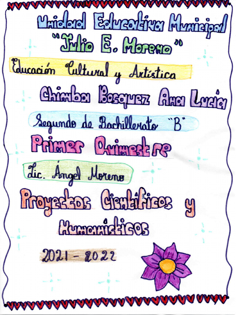 Chimba Ana - Segundo BGU - ''B'' - ECA - Carátula y Horario de Clases. | PDF