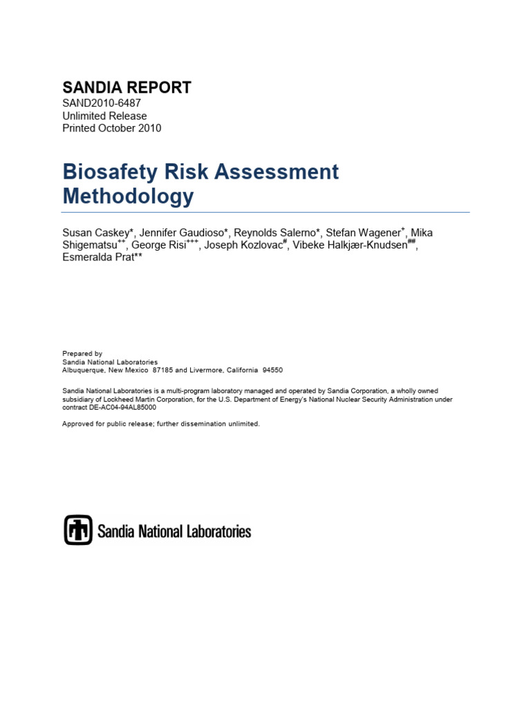 Biosafety Risk Assessment Guide | PDF | Risk | Risk Assessment