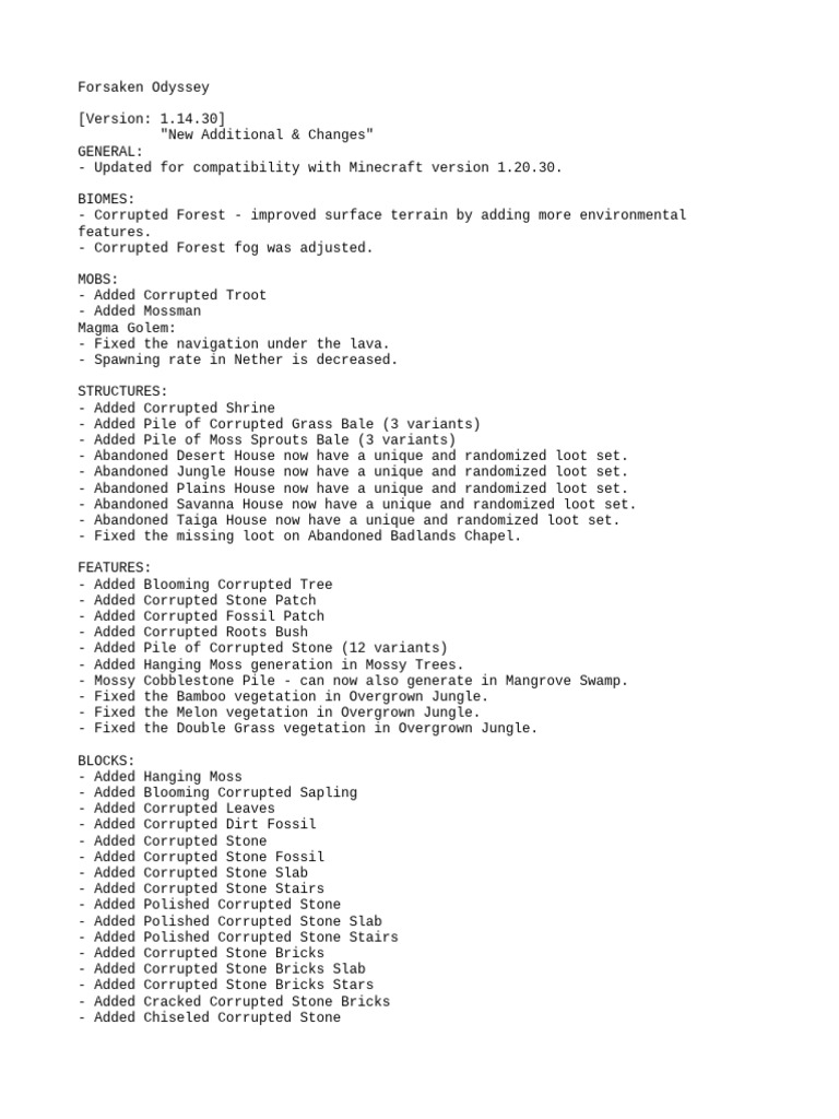 Forsaken Odyssey Update 1.14.30 | PDF | Trees