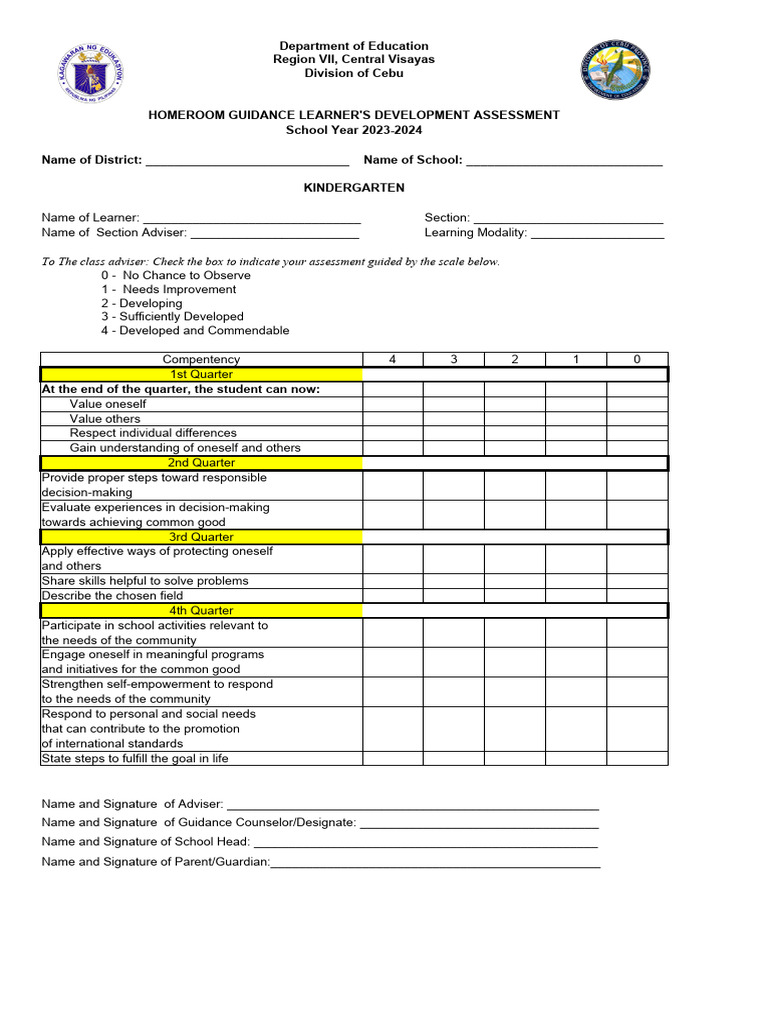 HOME-ROOM-GUIDANCE-TEMPLATE-2023-2024 | PDF | Learning | Competence ...