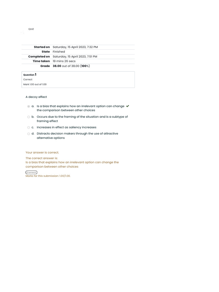 Chapter 3 Homework - Attempt Review | PDF | Utility | Decision Making Chapter 3 Homework - Attempt Review | PDF | Utility | Decision Making