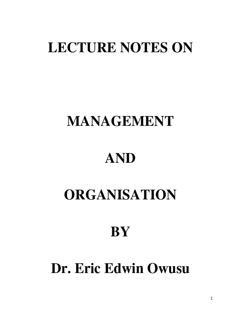 Management and Organisation Notes | PDF | Strategic Planning | Goal