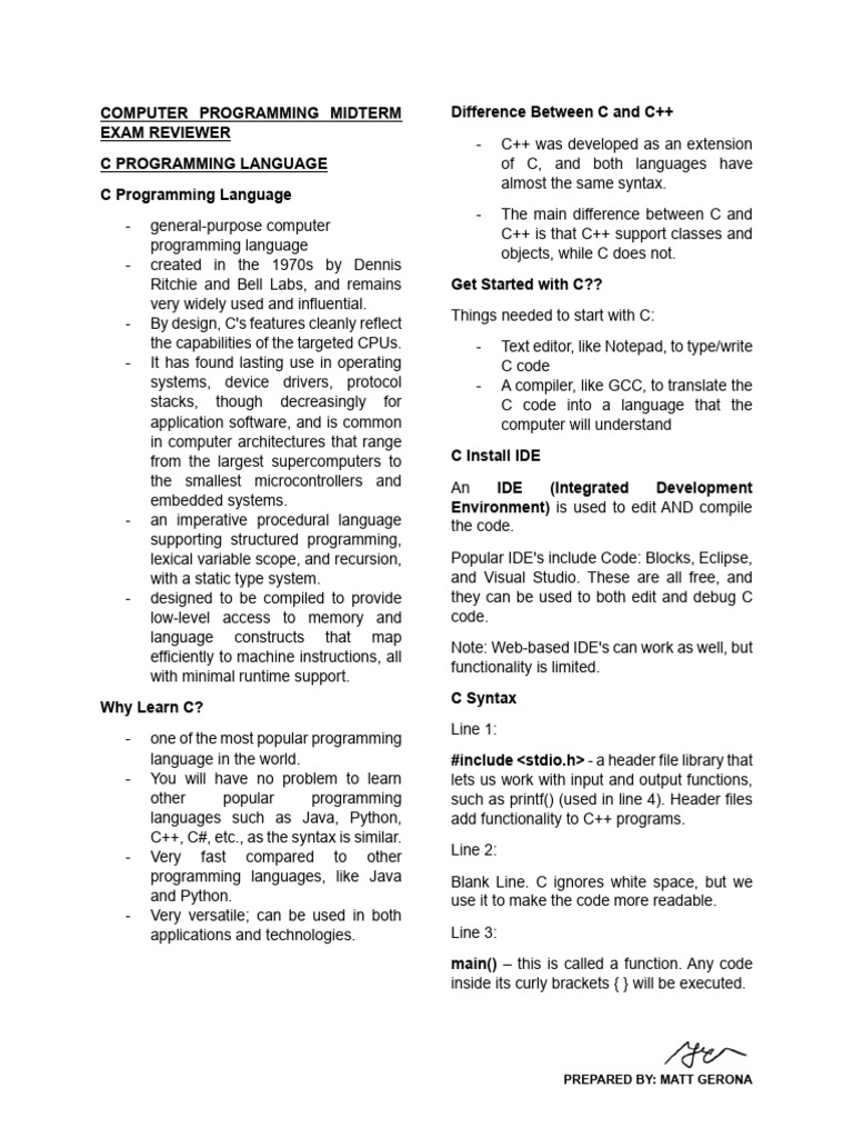 Comprog Reviewer | PDF | C (Programming Language) | Personal Computers Comprog Reviewer | PDF | C (Programming Language) | Personal Computers