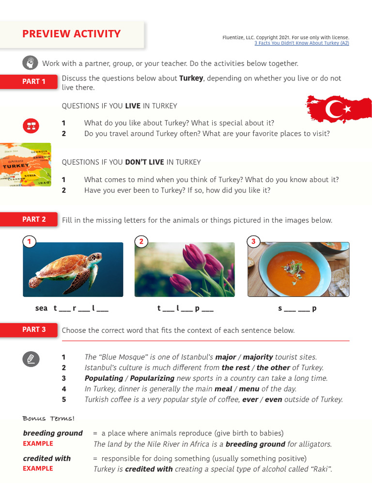 3factsyoudidntknowaboutturkey Lessonplan | PDF | Turkey | Adverb