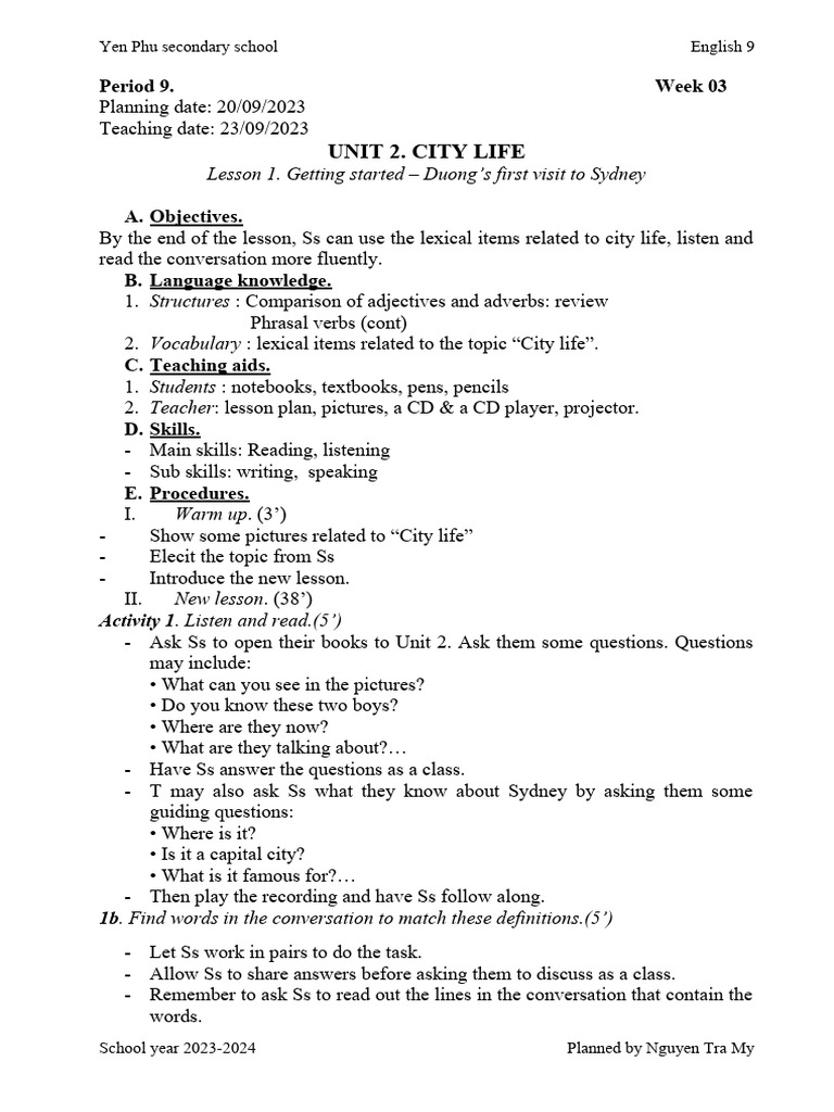 Eng 9 - Lesson Plan-U2 | PDF | Cost Of Living | English Language
