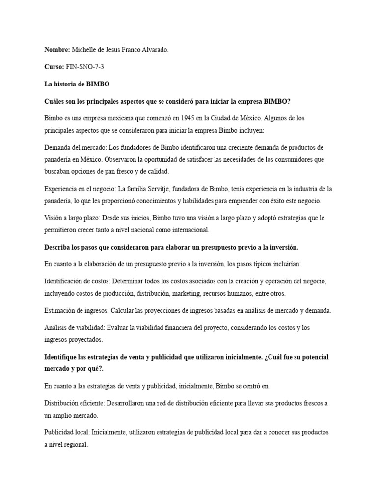 La Historia de BIMBO | PDF | Mercado (economía) | Business