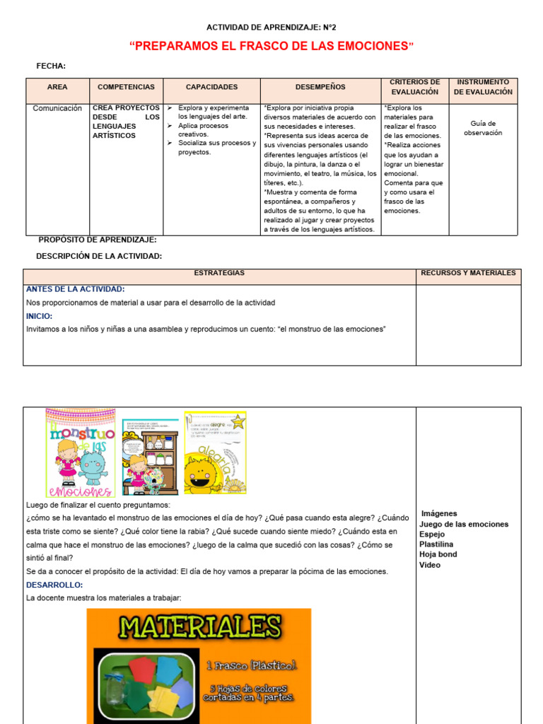 Frasco de Las Emociones | PDF | Las emociones | Aprendizaje