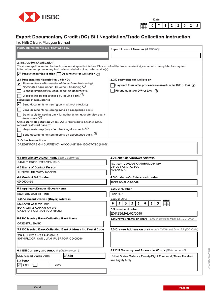 Export Documentary Credit DC Bill Negotiation Trade Collection ...