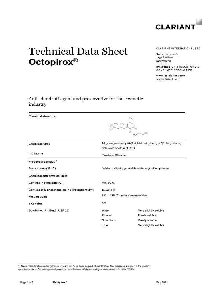 TDS Octopirox English | PDF | Pharmaceutical Formulation | Acid