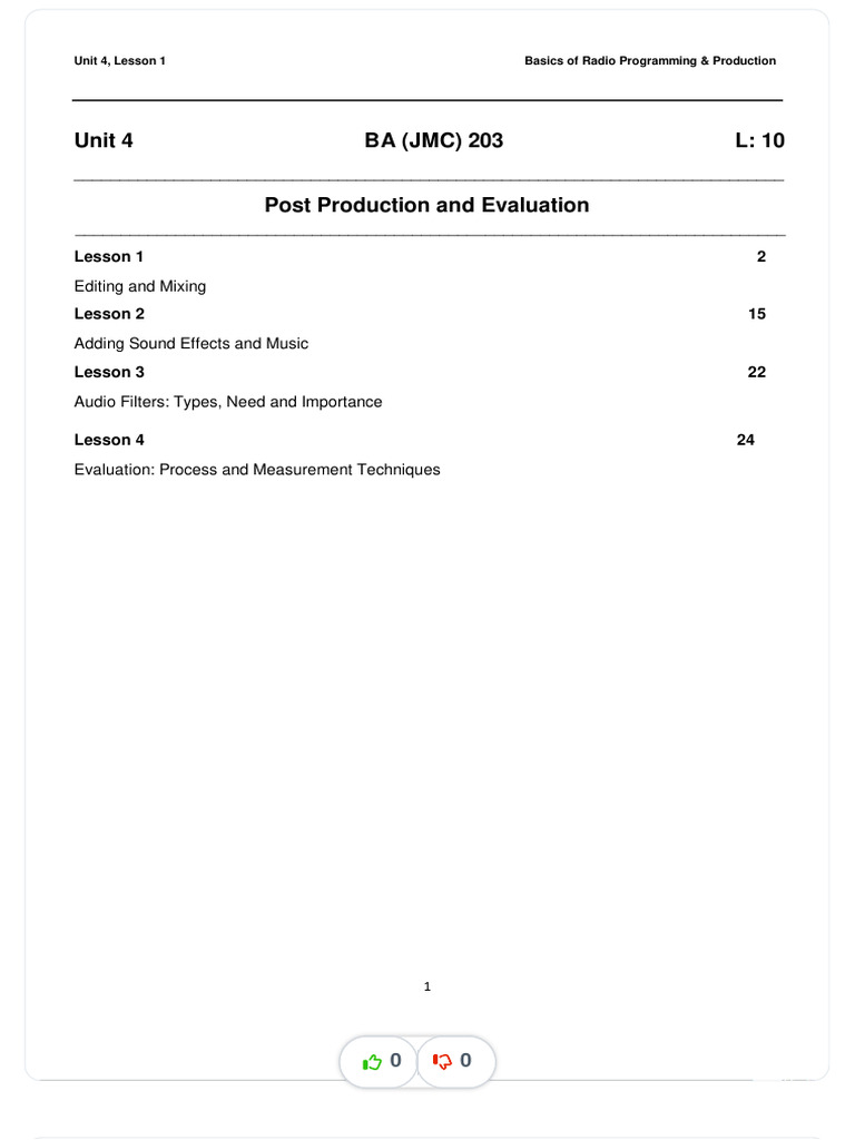 unit-4-post-production-1_compress | PDF | Low Pass Filter | Electronic Filter