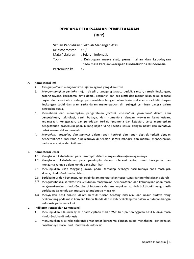 Contoh RPP 2013 Standard | PDF