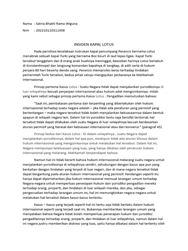 Resume Insiden Kapal Lotus | PDF