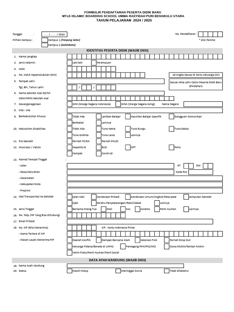 Formulir MTS-PPDB-2024-2025 | PDF