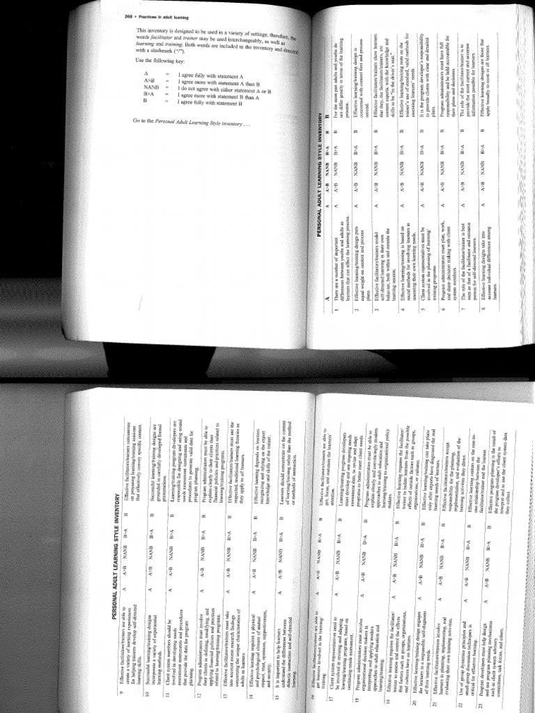 Personal Adult Learning Inventory | PDF