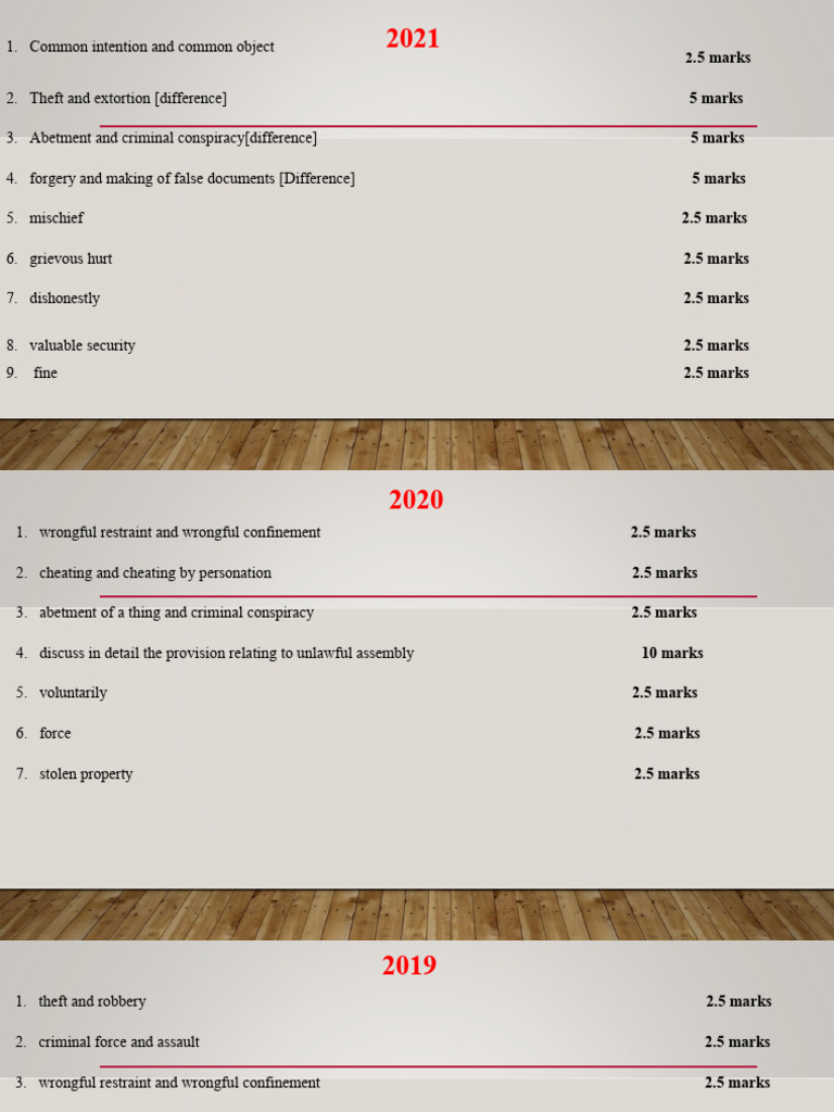 IPC Previous year question mains (1) | PDF | Theft | Robbery