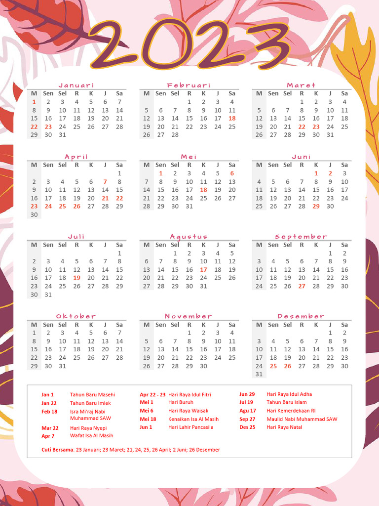 Kalender Libur Nasional 2023 Indonesia | PDF
