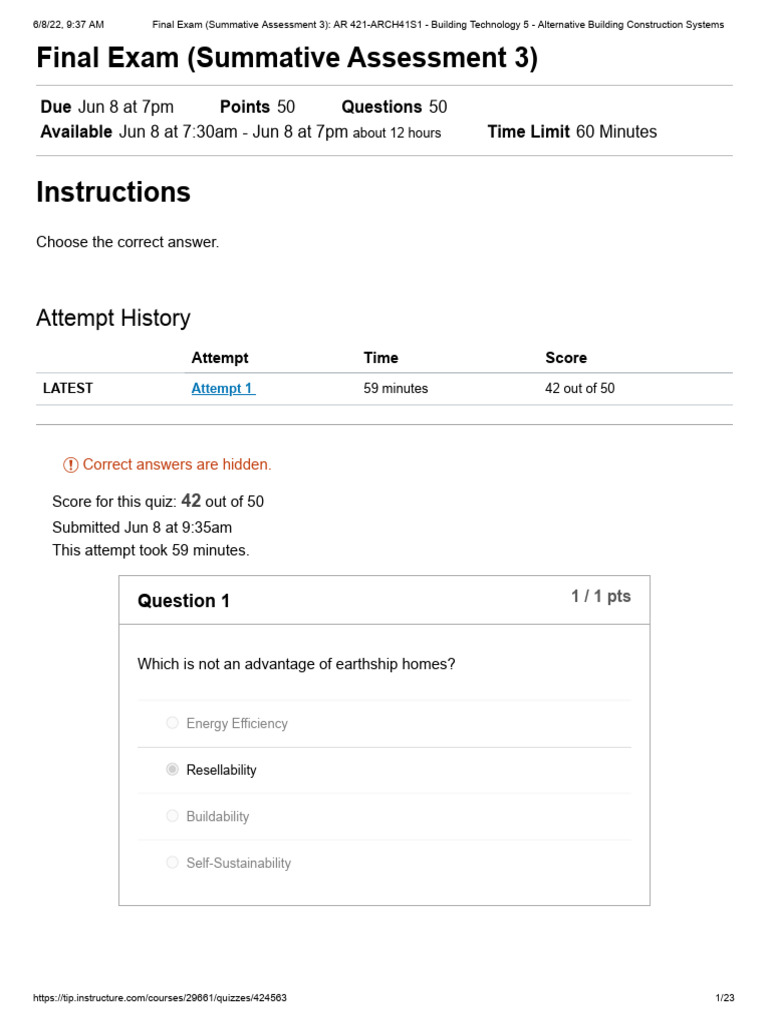 Final Exam (Summative Assessment 3) - AR 421-ARCH41S1 - Building ...